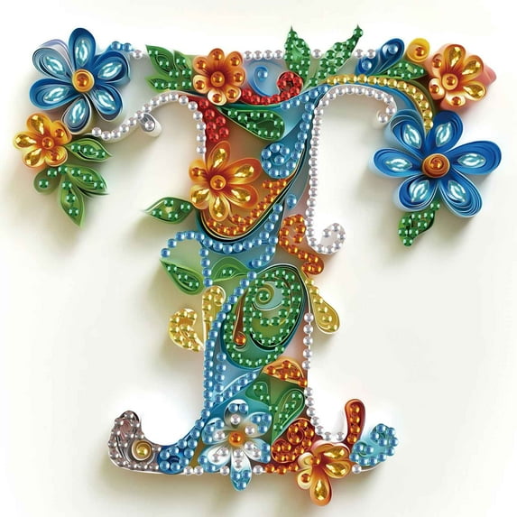 Diamond Painting Kit, Floral Alphabet T Special Creative Shape, Ideal ...