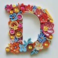 Diamond Painting Kit, Flower-Shaped Letter D with Unique Creative ...