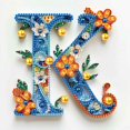 Diamond Painting Kit, Flower-Shaped Letter K with Unique Creative ...