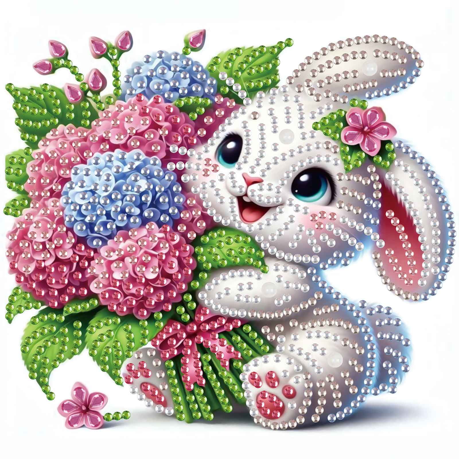 Diamond Painting Kit, Happy Rabbit and Flower Special Shape Creative ...