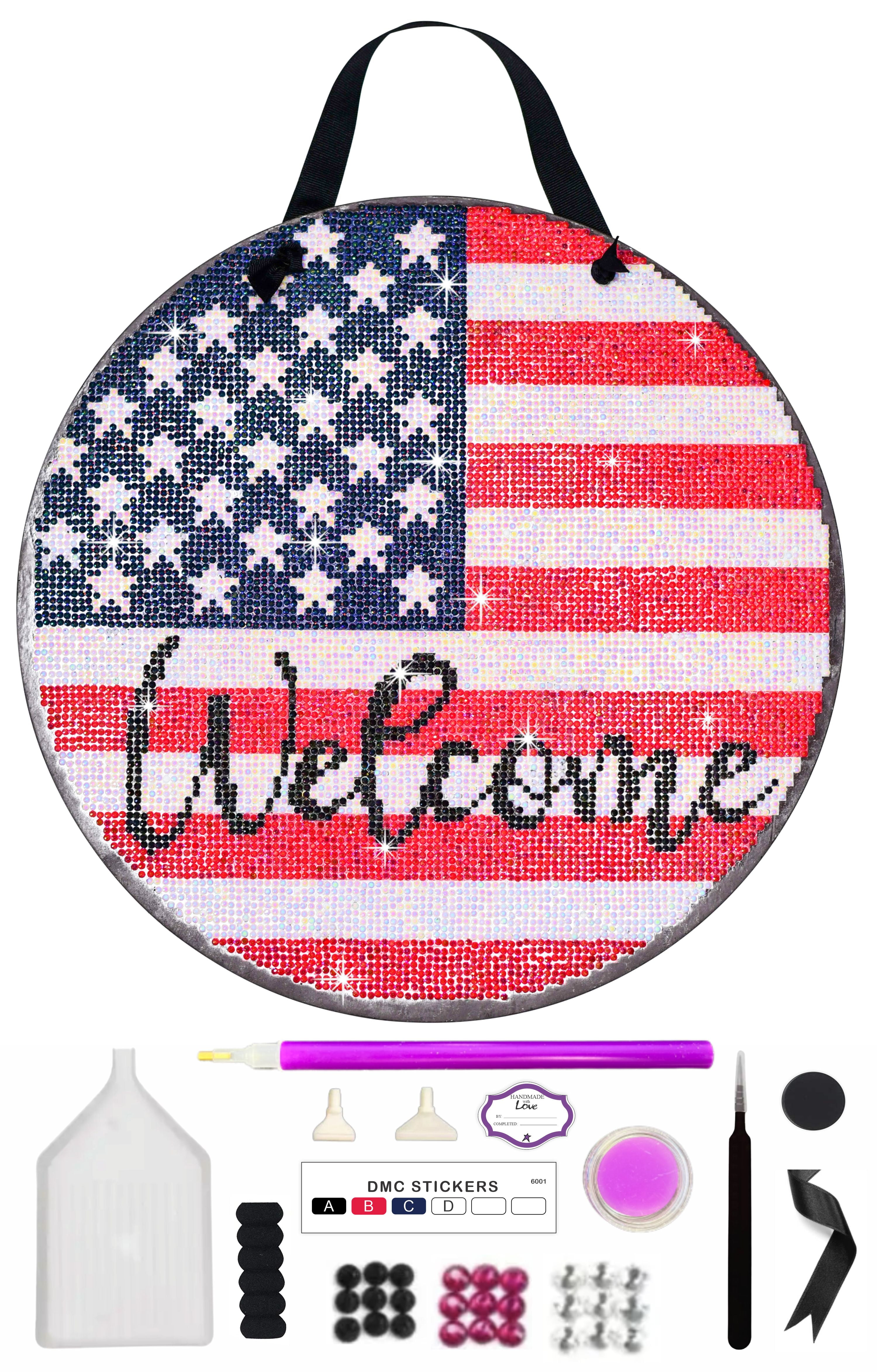 Diamond Painting Kit, Welcome US Flag Diamond Art Painting, 14 Piece ...