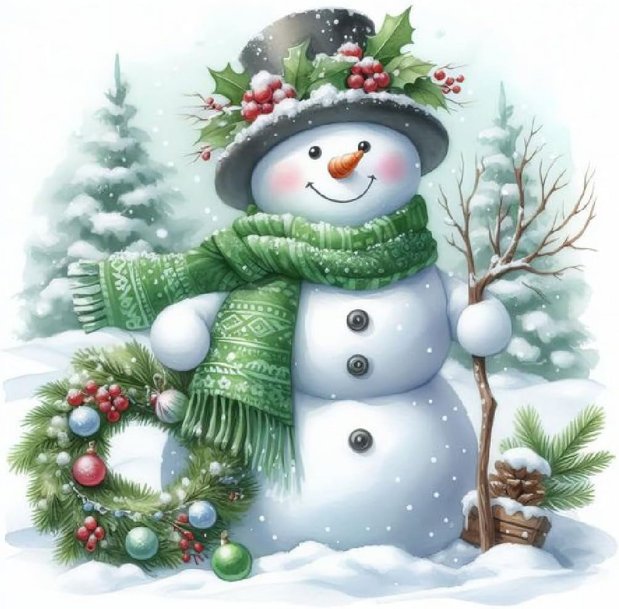 Diamond Painting Kit for Adults - Full Canvas Snowman Scene, Beginner ...
