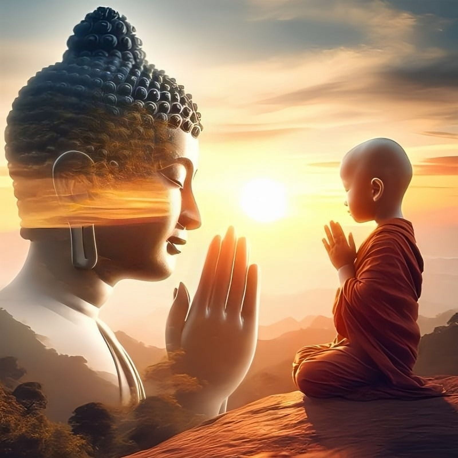 Diamond Painting Kits for Adults Buddha and Monk's Twilight Meditation ...