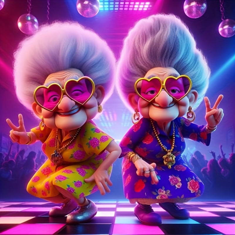 Diamond Painting Kits for Adults with Dancing Old Lady Pattern Full ...