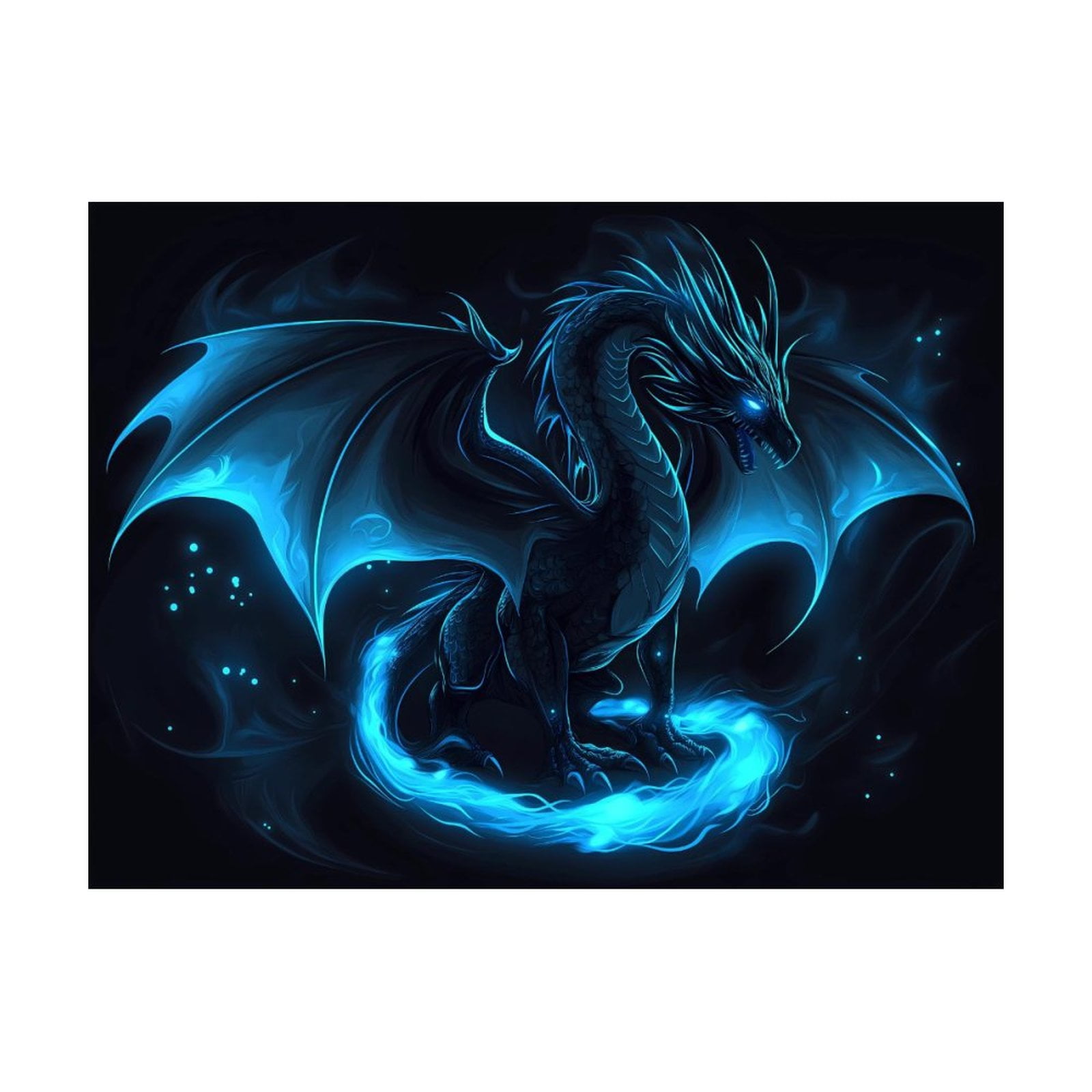 Diamond Painting Kits for Adults - Ethereal Blue Fire Dragon 5d Diy ...