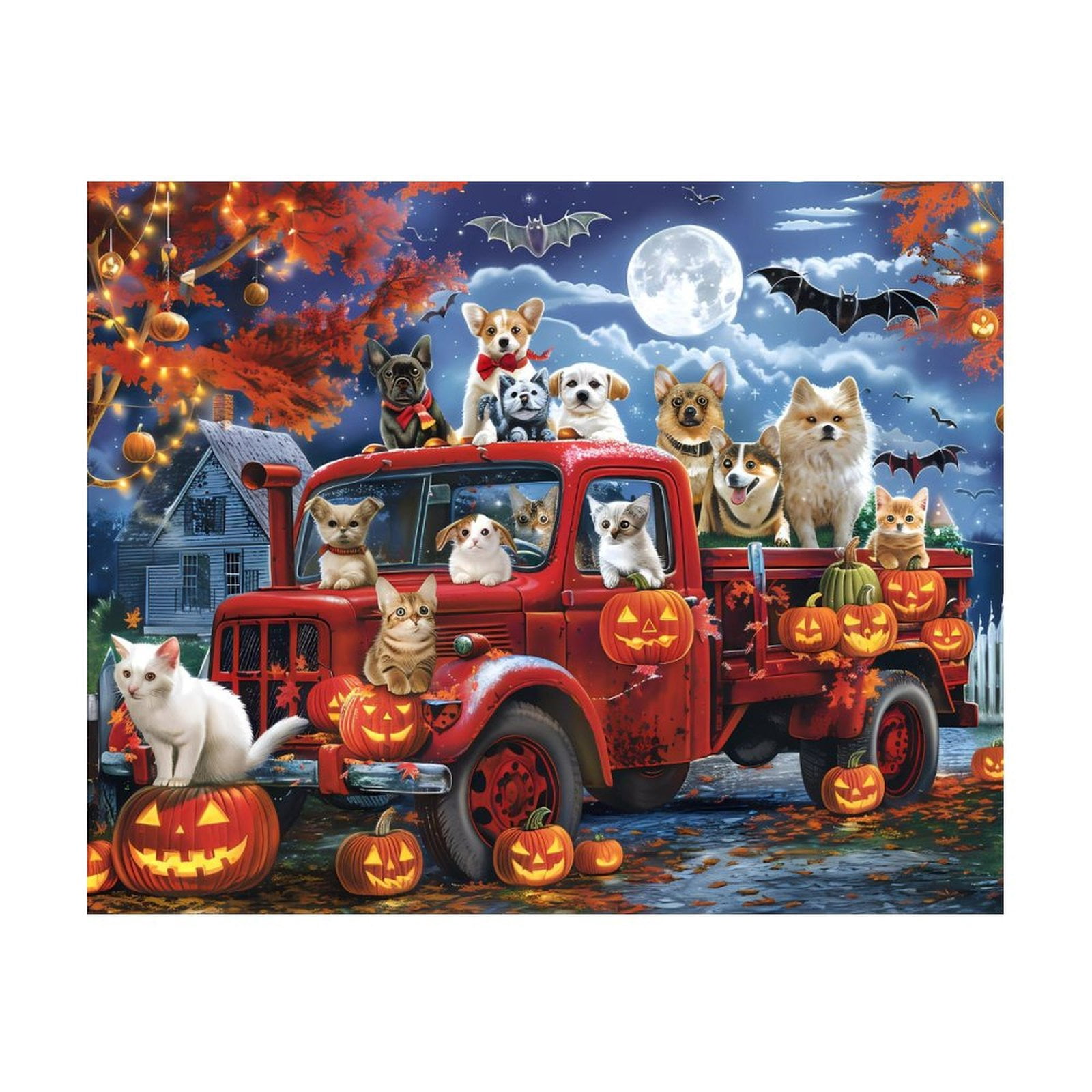 Diamond Painting Kits for Adults - Halloween Pets Pumpkins 5d Diy Full ...