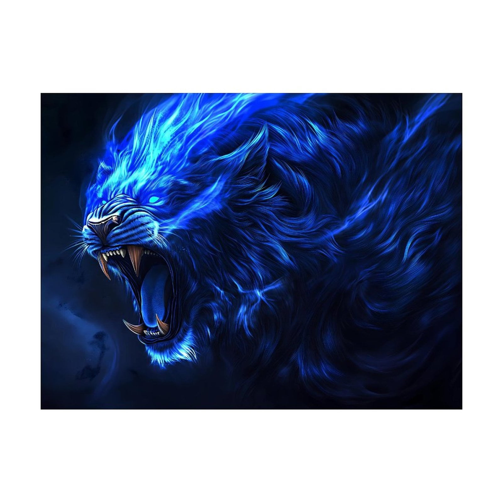 Diamond Painting Kits for Adults - Roaring Blue Lion Flame 5d Diy Full ...