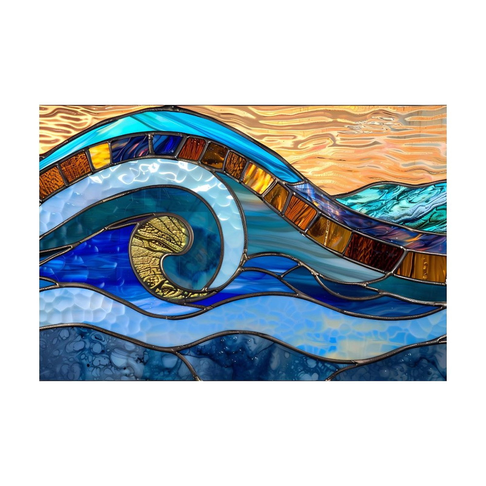 Diamond Painting Kits for Adults - Stained Glass Ocean Wave 5d Diy Full ...