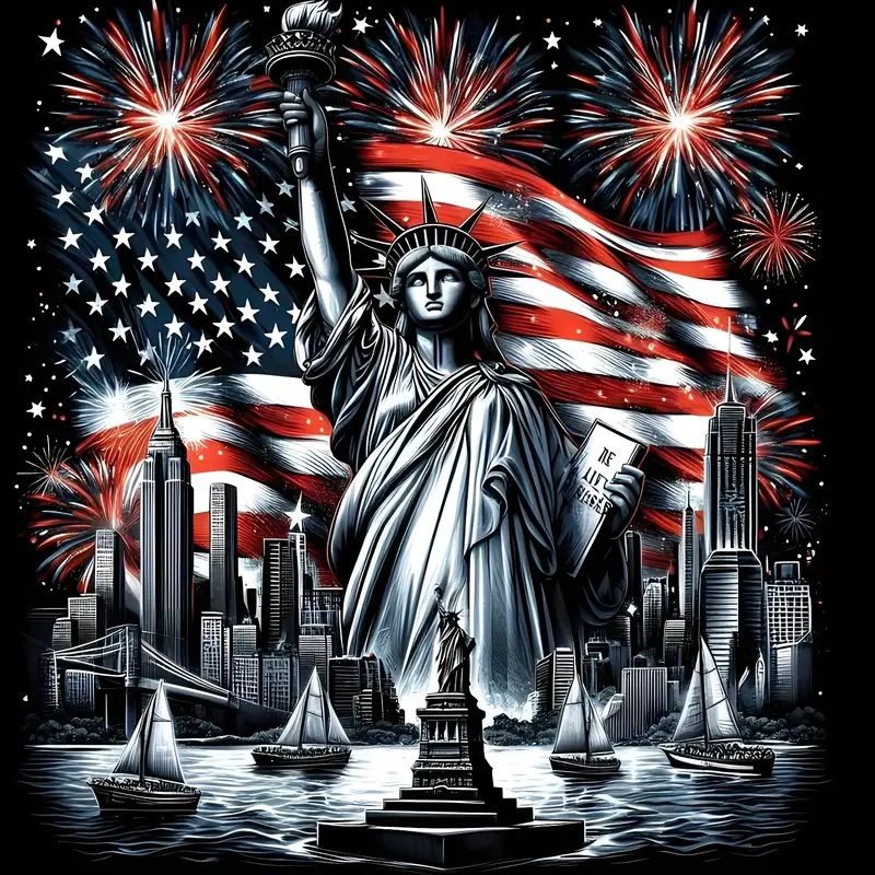 Diamond Painting Kits for Adults Statue of Liberty & American Flag ...