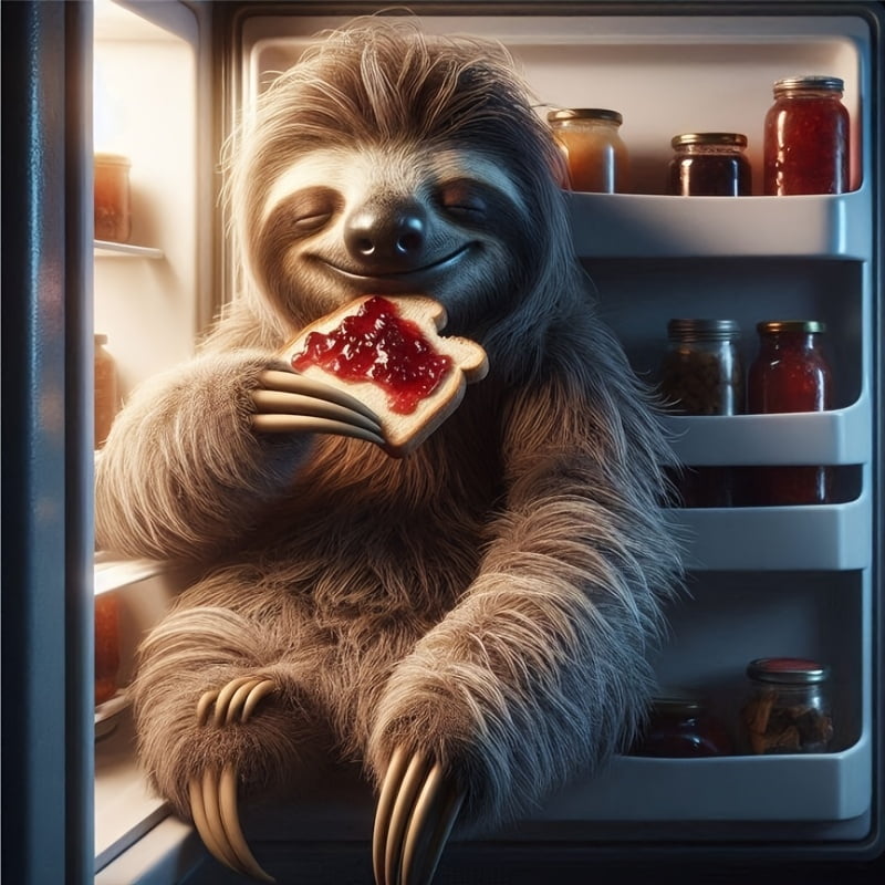 Diamond Painting Kits for Adults Tree Sloth Eating Toast Full Drill DIY ...