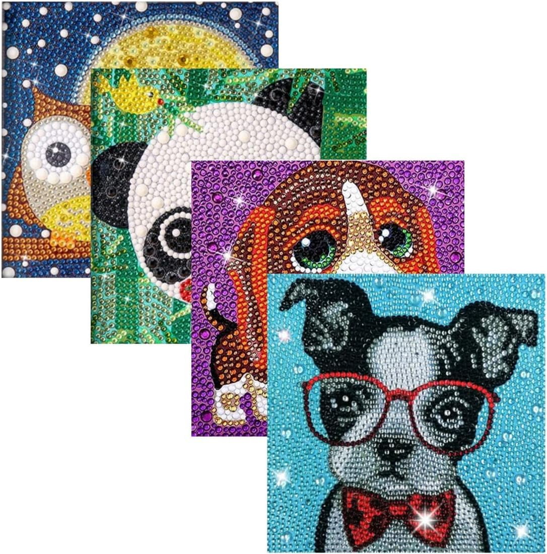 Diamond Painting Kits for Kids, 4Pcs Kids Diamond Art Animal 5D Diamond ...