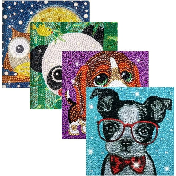Diamond Painting Kits for Kids, 4Pcs Kids Diamond Art Animal 5D Diamond ...