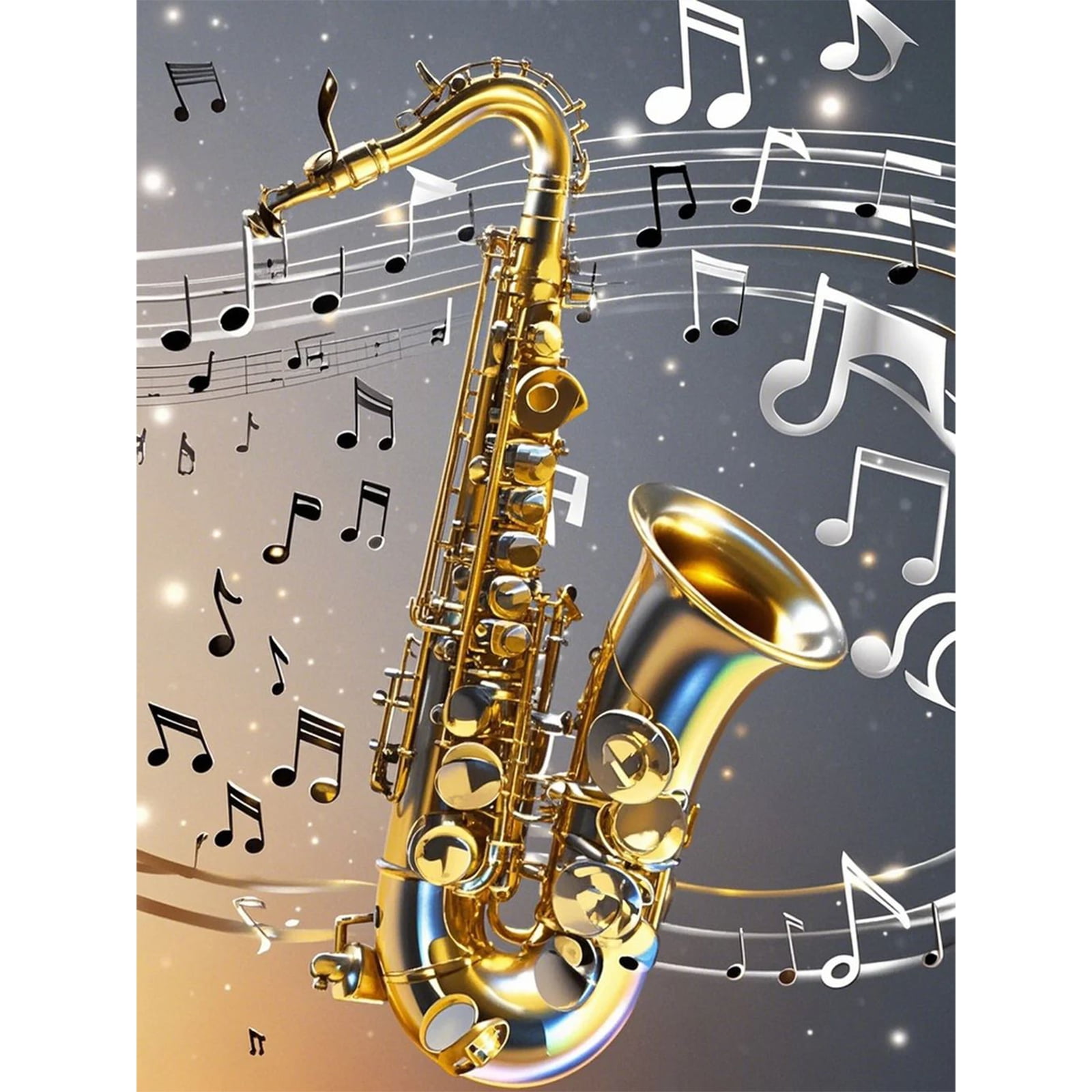 Diamond Painting Saxophone with Music Notes 5D Diamond Art DIY Kits ...