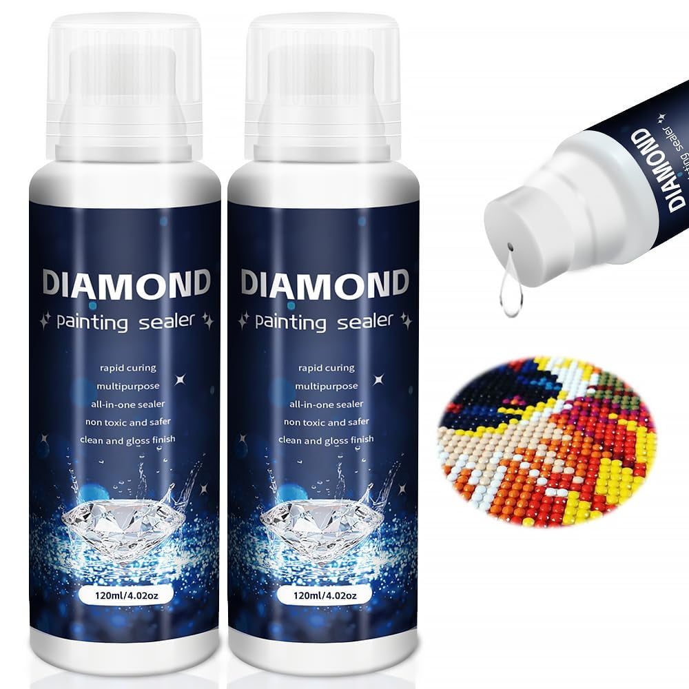 Diamond Painting Sealer, 5D Diamond Painting Glue Permanent Hold & Shine Effect Sealer, Diamond ...