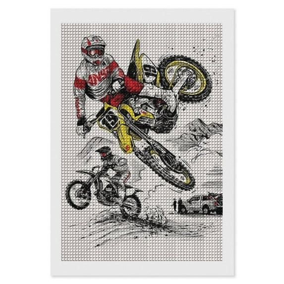Diamond Painting Set Dirt Bike Motorcycle Race Diamond Art Painting with Diamond DIY Set for ...