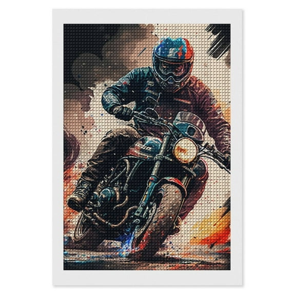 Diamond Painting Set Dirt Bike Motorcycle Race Diamond Art Painting with Diamond DIY Set for ...