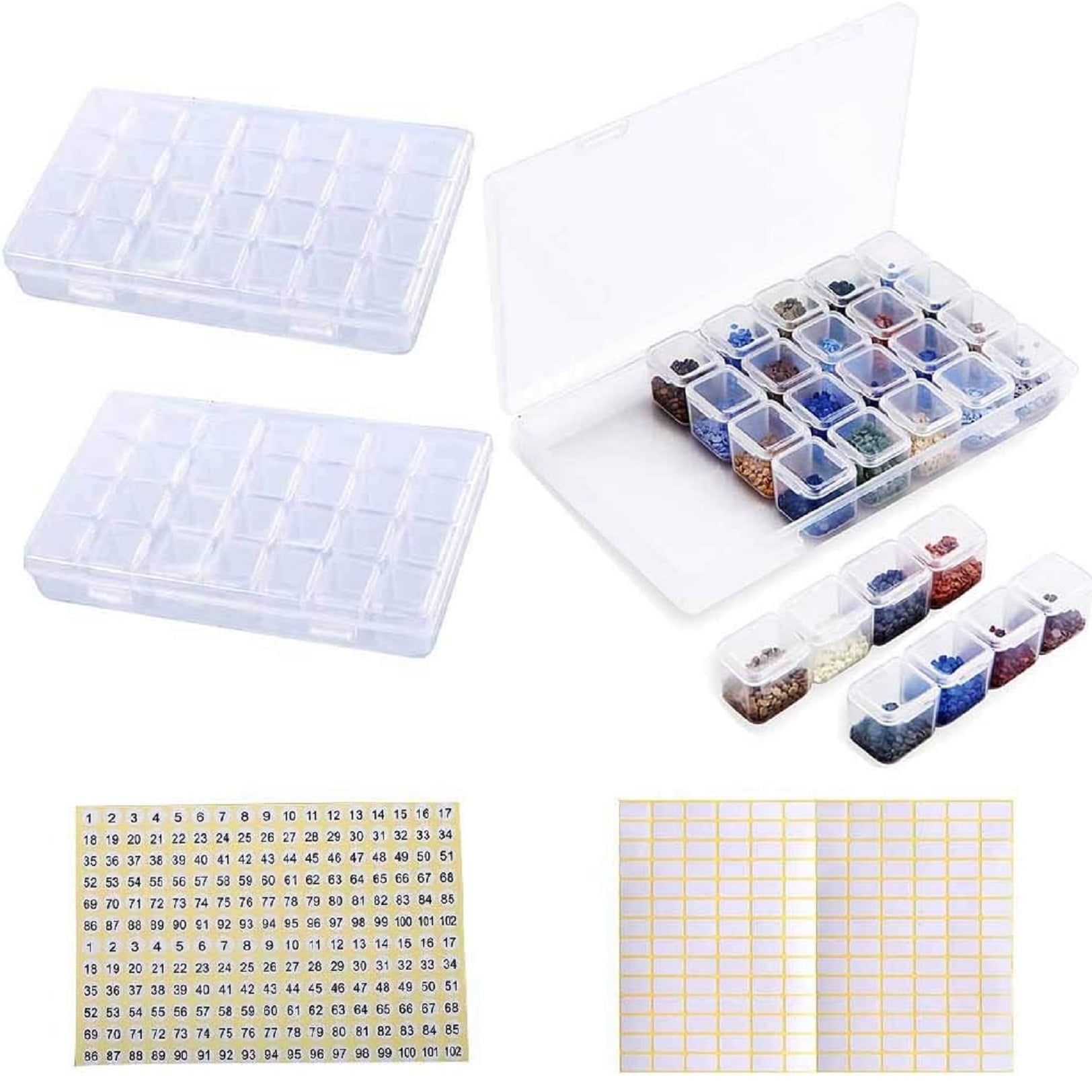 Diamond Painting Storage Containers, 2pcs 28 Grids Clear Diamond ...