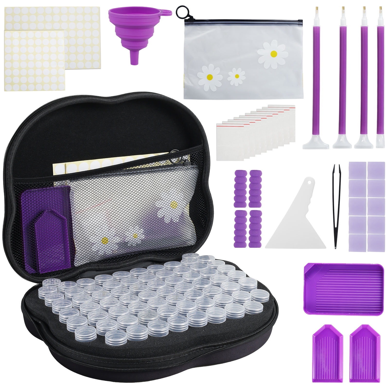 JTWEB Diamond Painting Storage Case, 70 Slot Organizer with Tools and ...