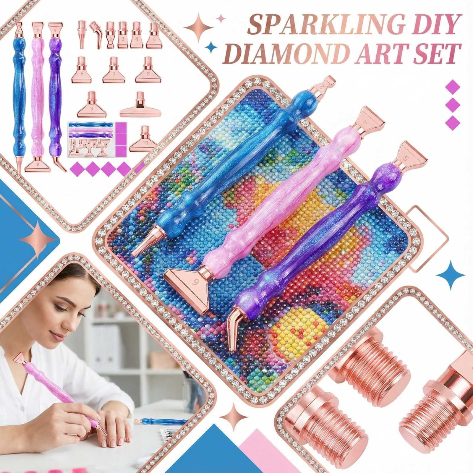 Diamond Painting Tools Kit, 3 Threaded Pens & 12 Alloy Tip Drill Bits ...