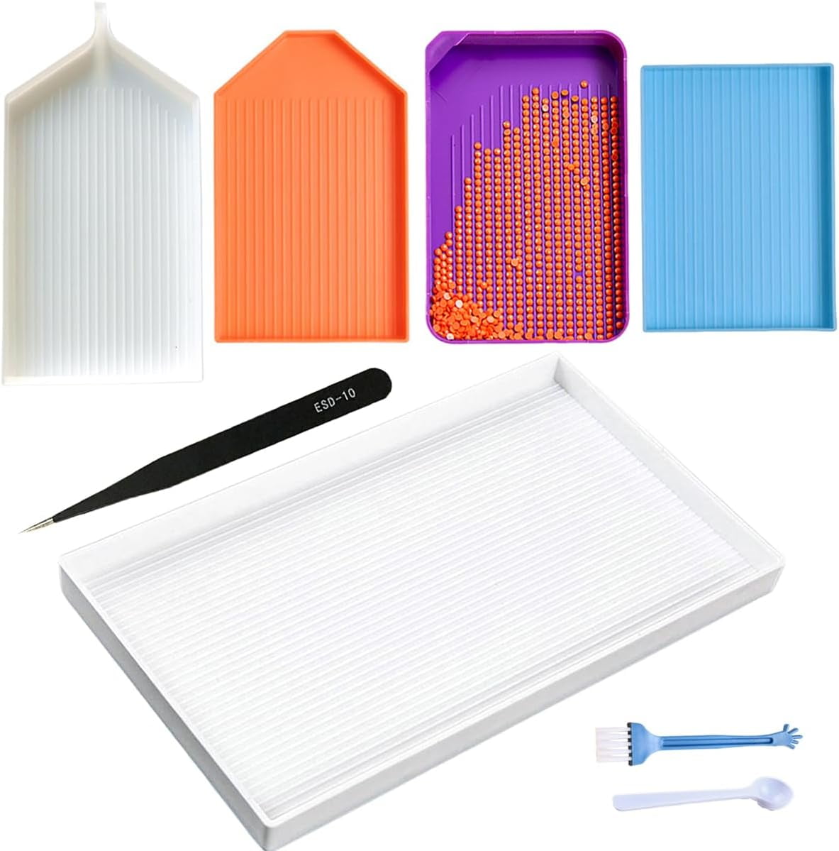 Diamond Painting Trays Large,Tweezer,Plastic Bead Sorting Tray,Big ...