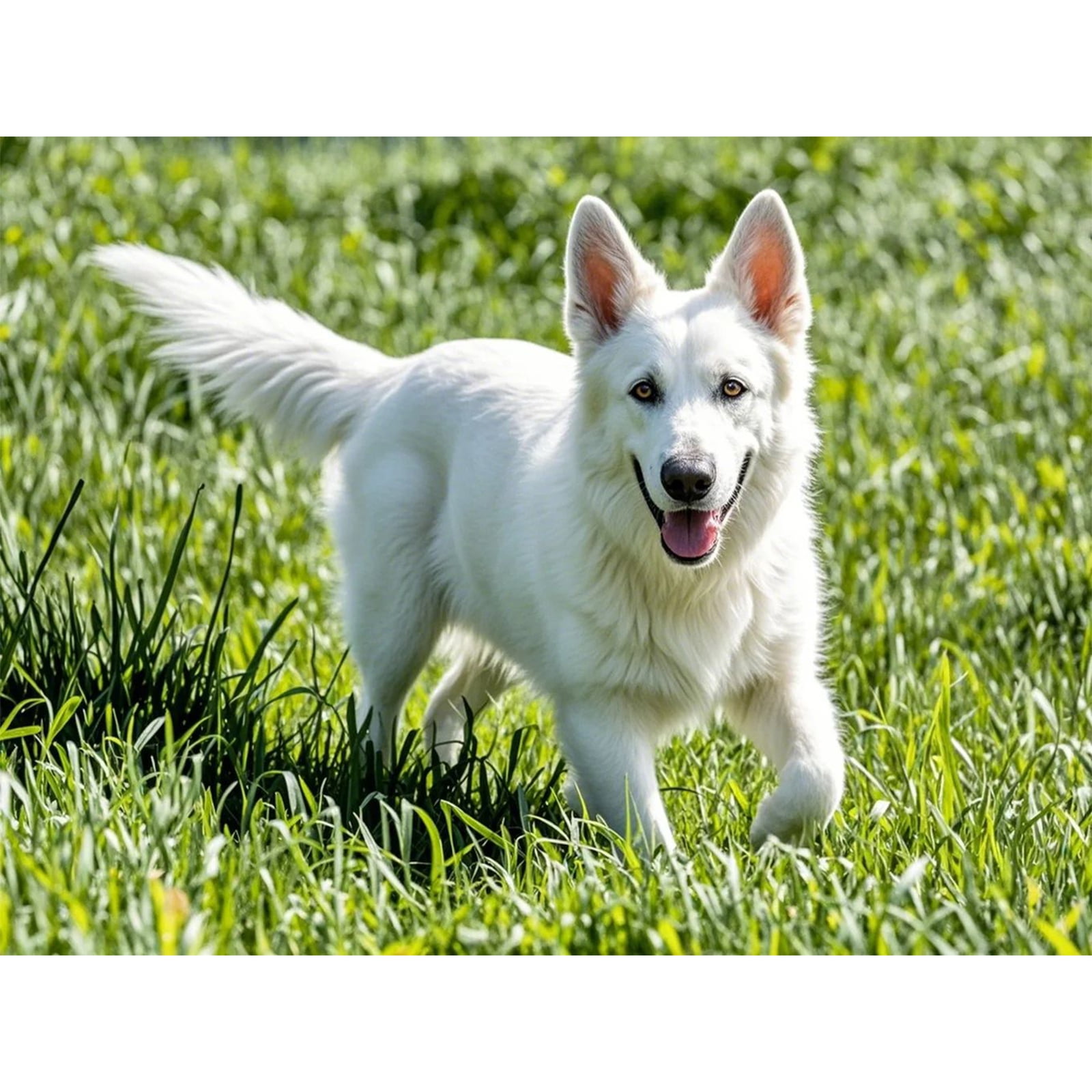 Diamond Painting White German Shepherd Grassland 5D Diamond Art DIY Kits Full Round Drill ...