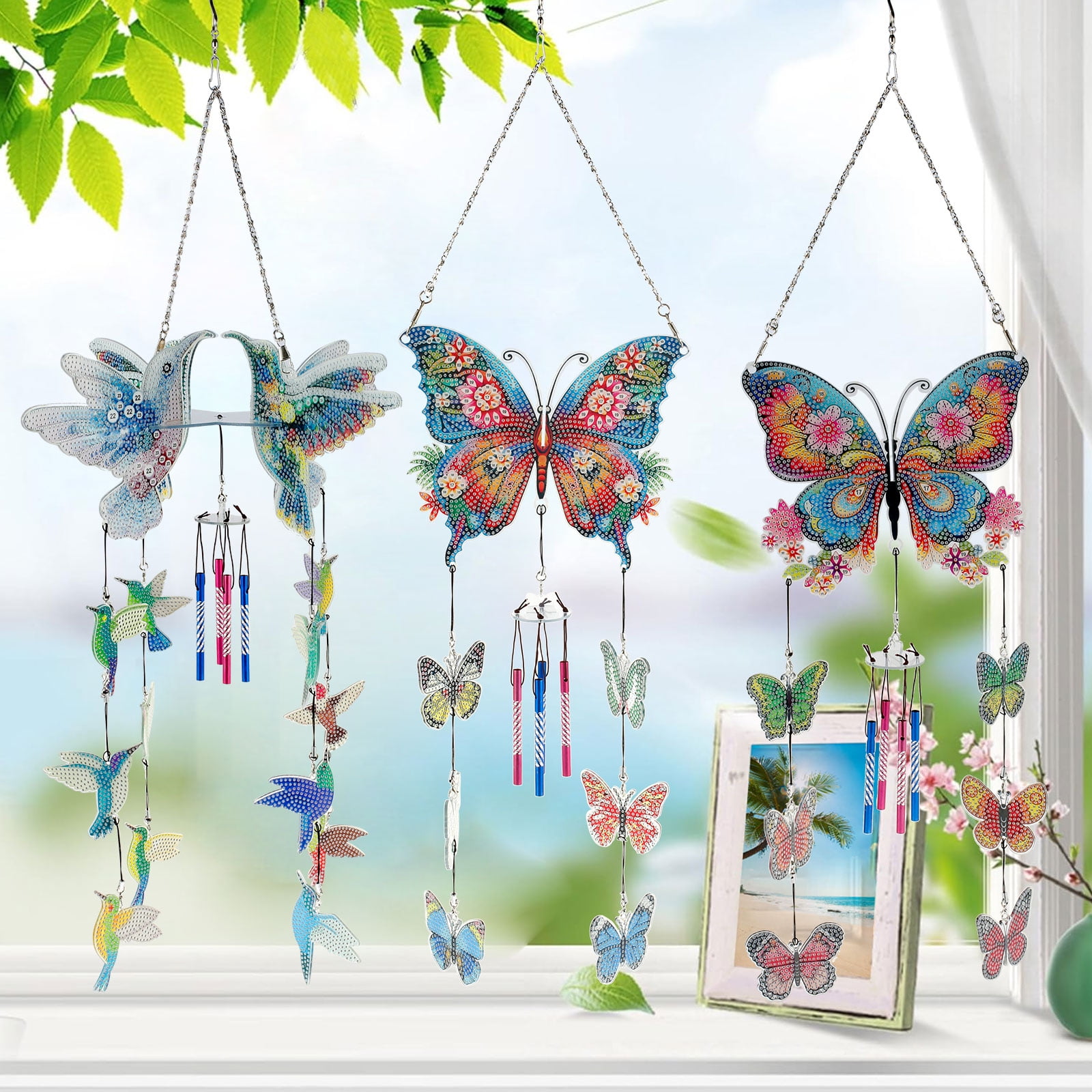 Diamond Painting Wind Chimes,Suncatcher Art Wind Chime Kit Double Sided ...