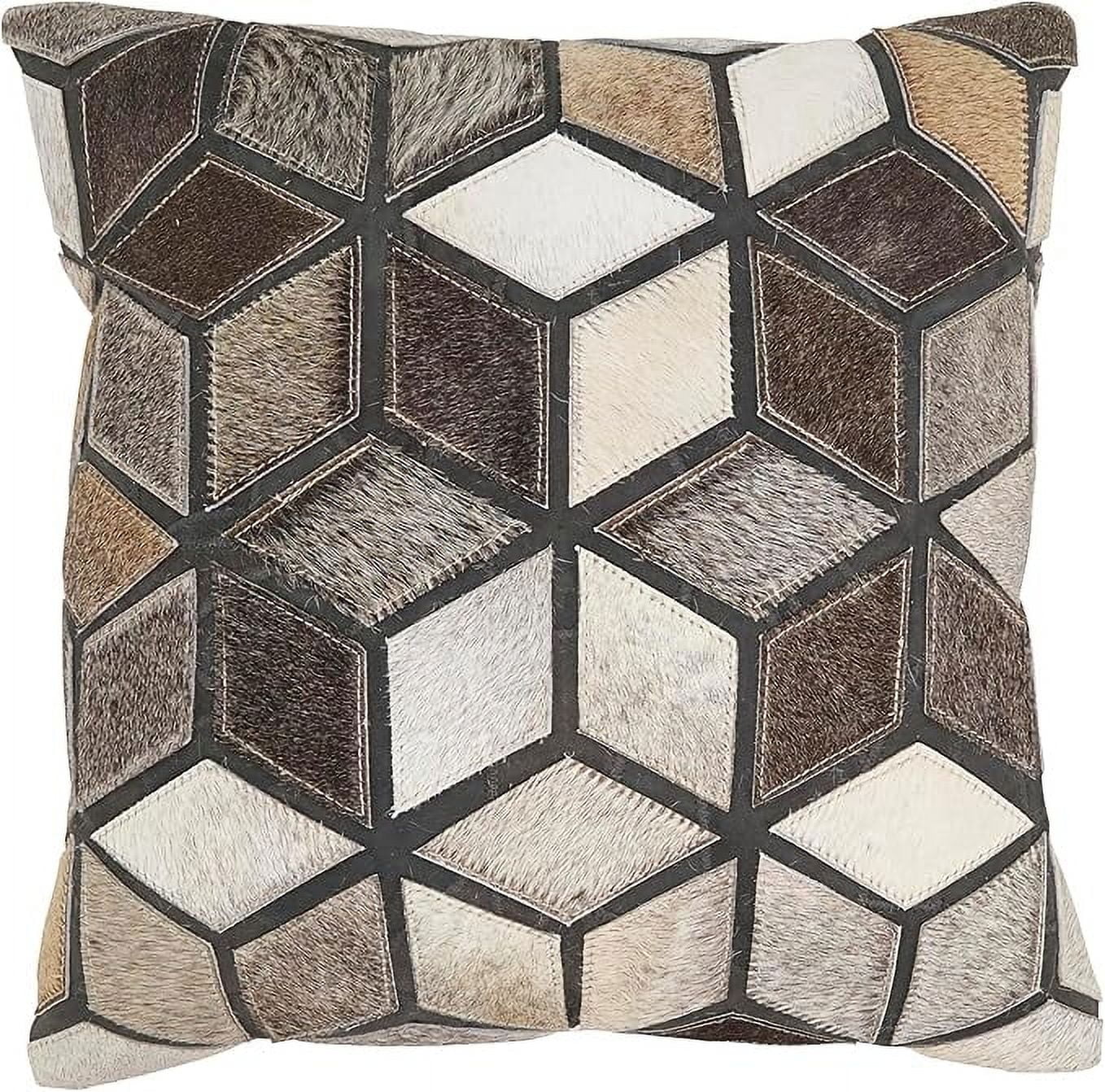 Diamond Patchwork Hair On Leather Poly Filled Pillow - Walmart.com