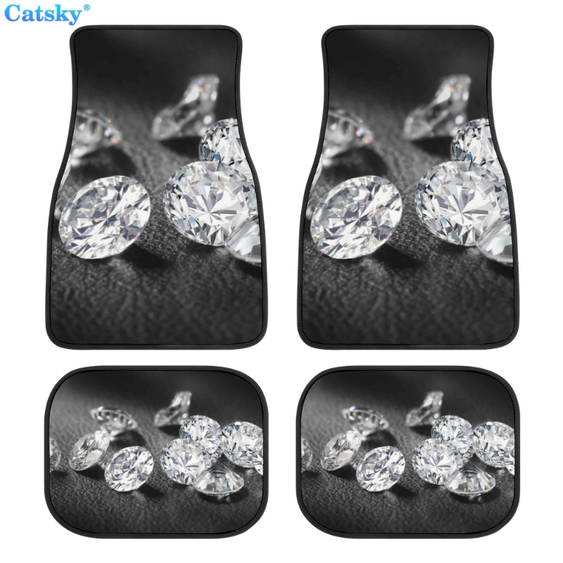 Diamond Pattern Car Floor Mats 4-Piece Front & Rear Protection Set ...