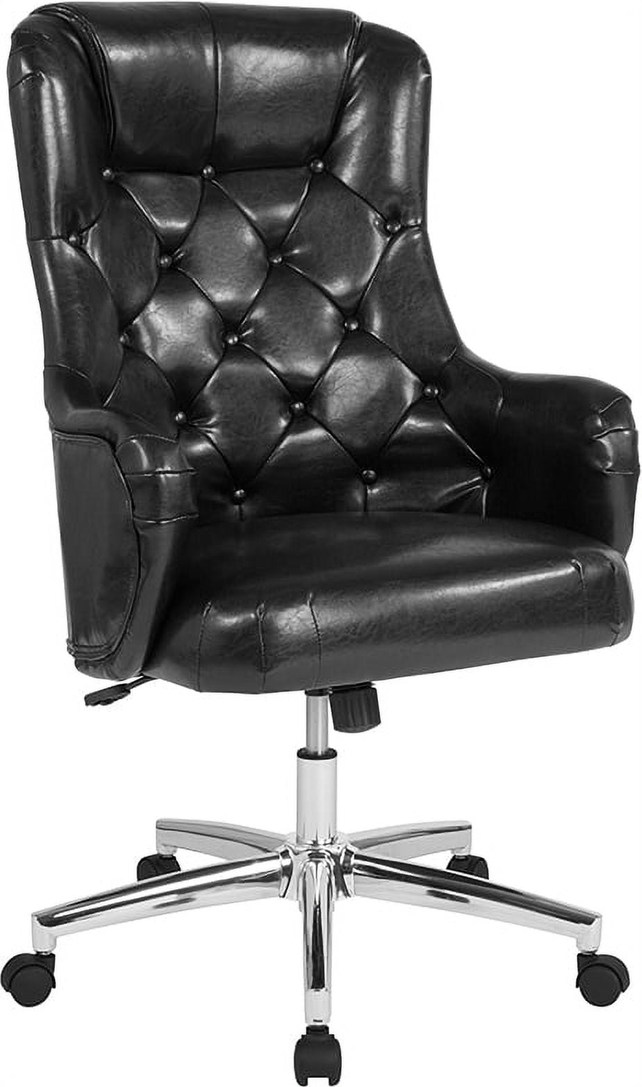 Diamond Patterned Button Tufted High Back Office Chair in Black ...