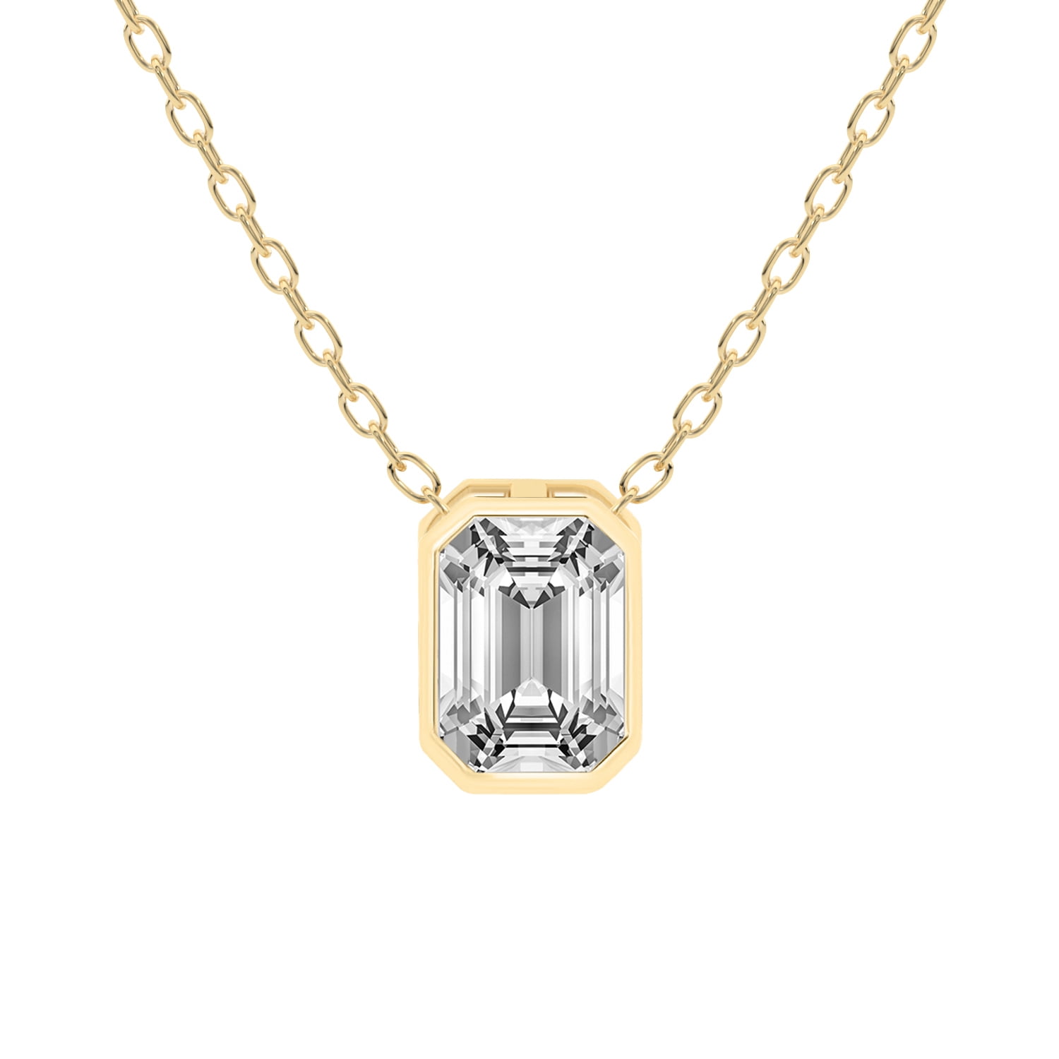 Diamond Pendant Necklace| 3 Ct IGI Certified Emerald Shape Lab Grown ...
