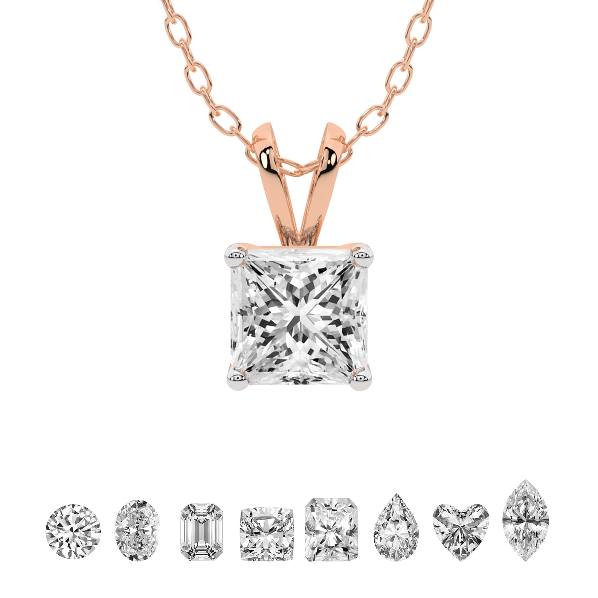 3 Carat Princess IGI Certified Lab Grown Diamond Pendant Necklace For ...