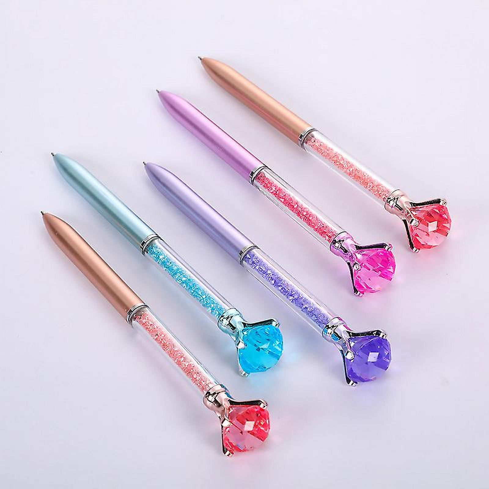 Diamond Pens Pack of 4 Cute Ballpoint Pens Retractable Ballpoint Pen gem pens Rhinestones ...