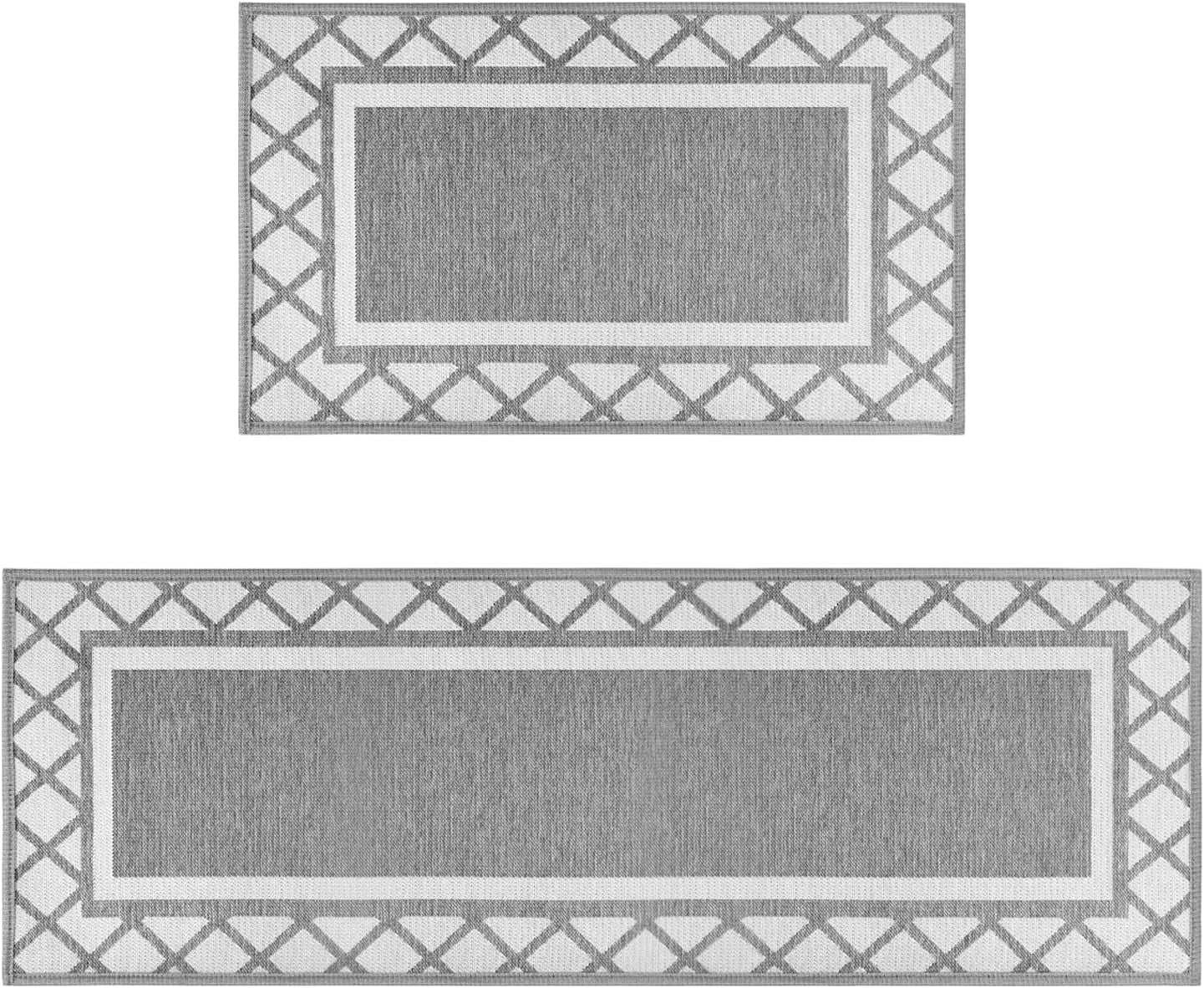 Diamond Plaid Washable Absorbent Kitchen Mats Set of 2, Kitchen Rugs ...