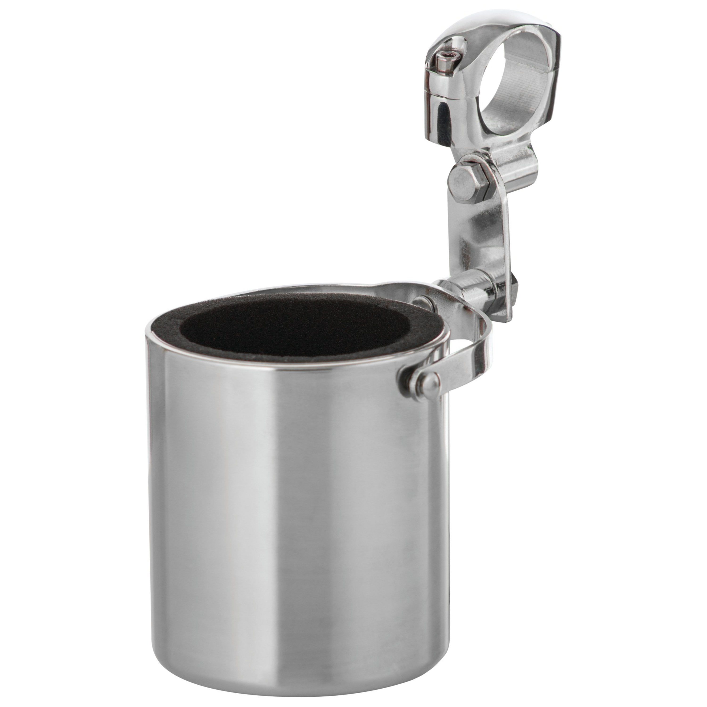 Diamond Plate Stainless Steel Motorcycle Cup Holder with Dual Clamp ...