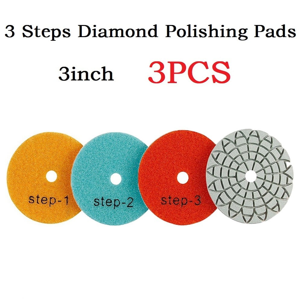 Diamond Polishing Pads 3 Inch Wet Dry 3 Step Set For Granite Concrete ...