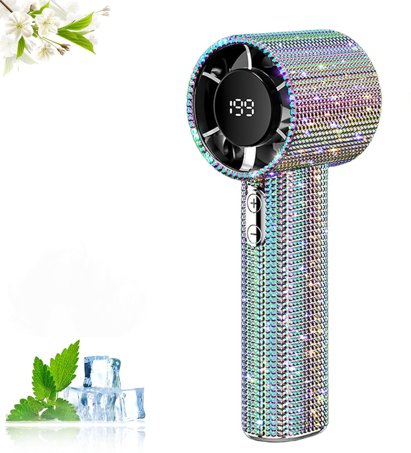 Diamond Portable Fan, Mini Handheld Fan Rechargeable Quiet Desk with ...