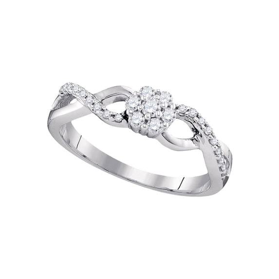 Diamond Princess 10kt White Gold Womens Round Diamond Cluster Ring 1/4 ...