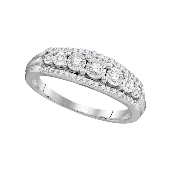 Diamond Princess 10kt White Gold Womens Round Diamond Triple Row Band ...