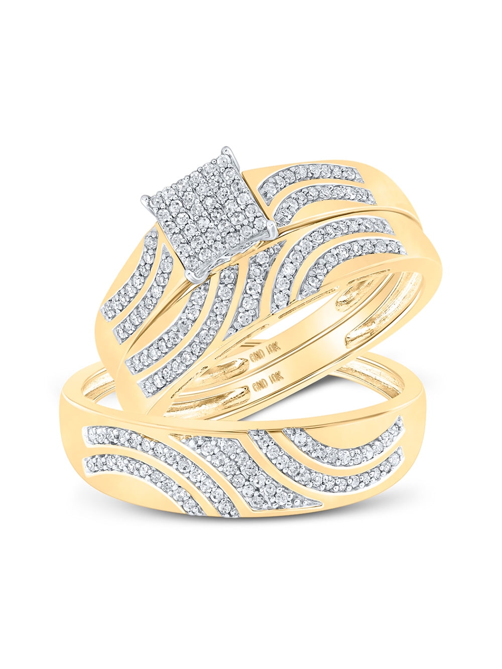 Diamond Princess 10kt Yellow Gold His Hers Round Diamond Square ...