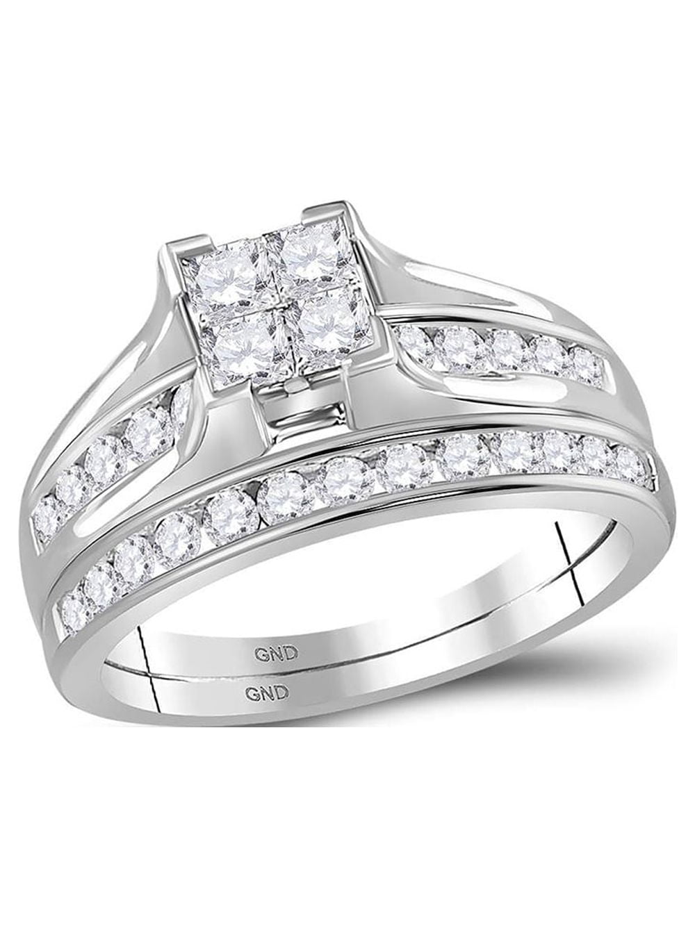 Diamond Princess 14kt White Gold Princess Diamond Bridal Wedding Ring ...