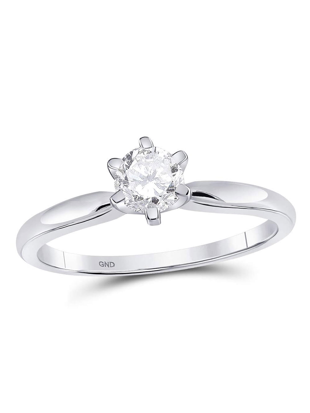 Diamond Princess 14kt White Gold Womens Round Diamond Solitaire Bridal