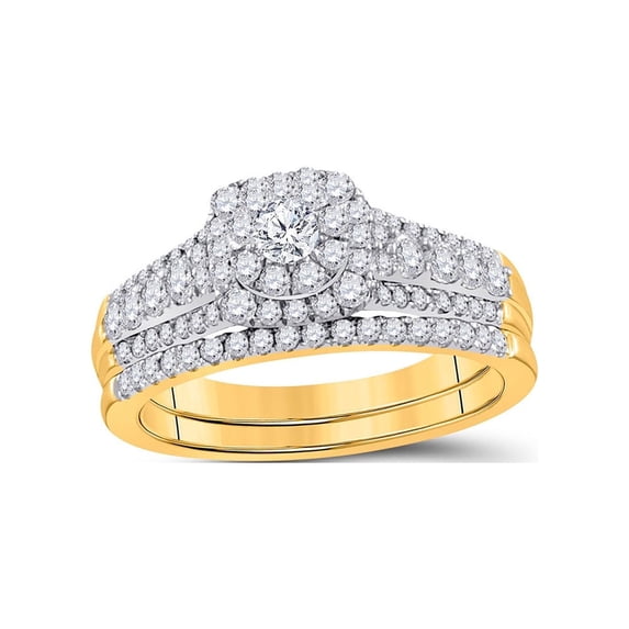 Diamond Princess 14kt Yellow Gold Round Diamond Bridal Wedding Ring ...