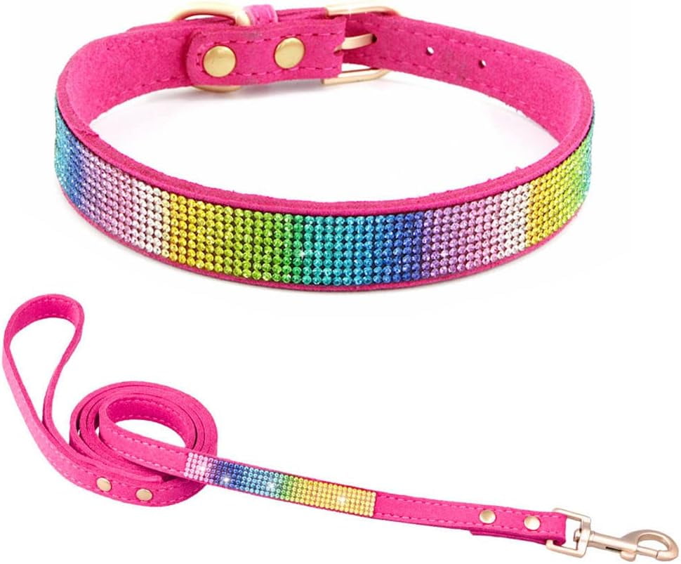 Diamond Puppy Collar and Leash Set, Pretty Rhinestone Bling Cat Collar ...