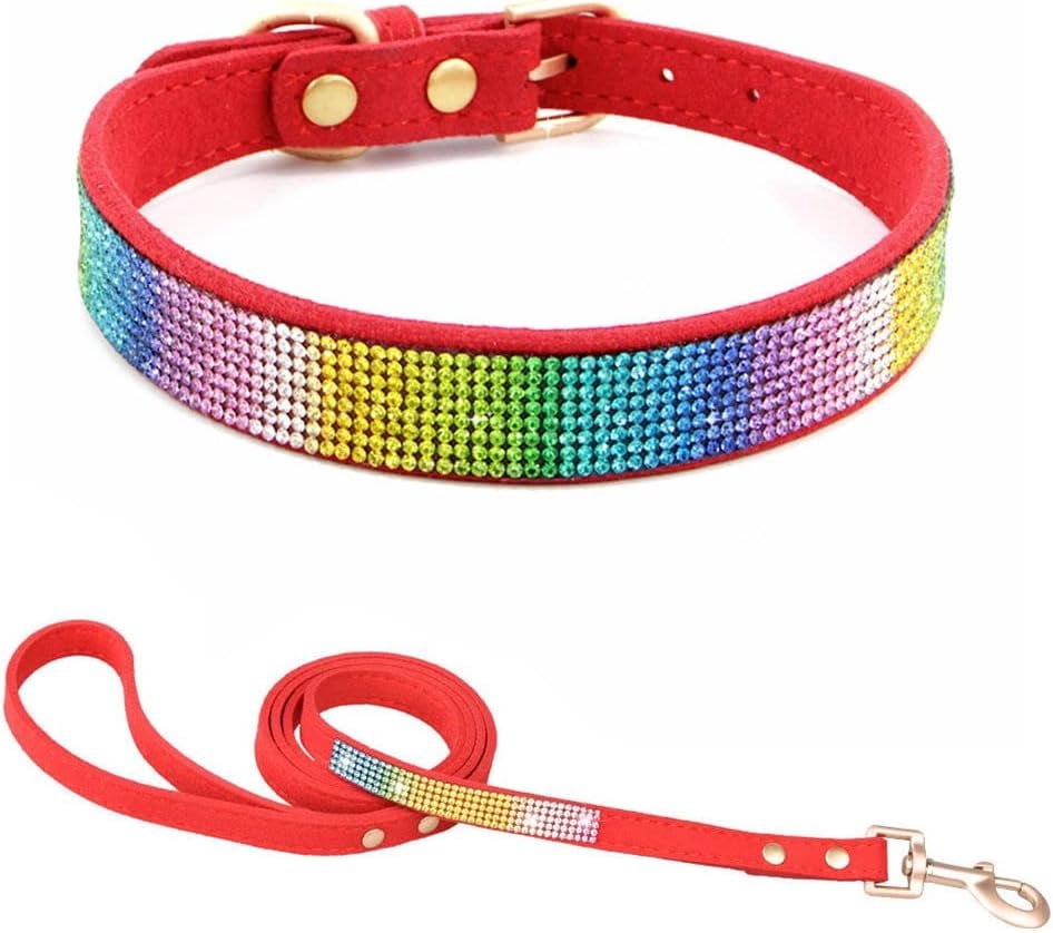 Diamond Puppy Collar and Leash Set, Pretty Rhinestone Bling Cat Collar ...
