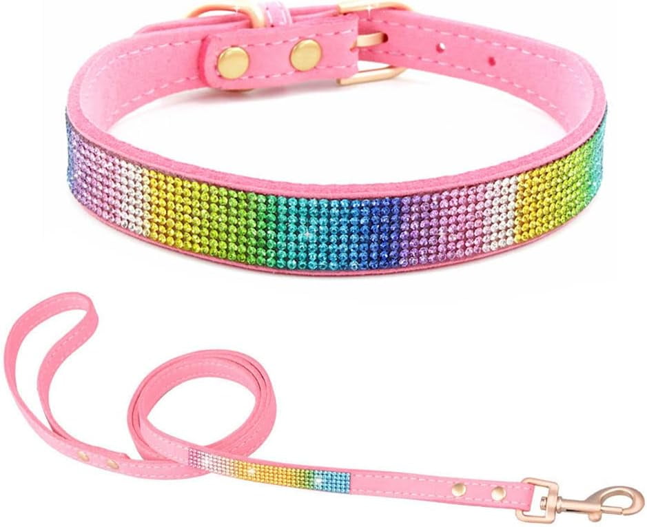 Diamond Puppy Collar and Leash Set, Pretty Rhinestone Bling Cat Collar ...
