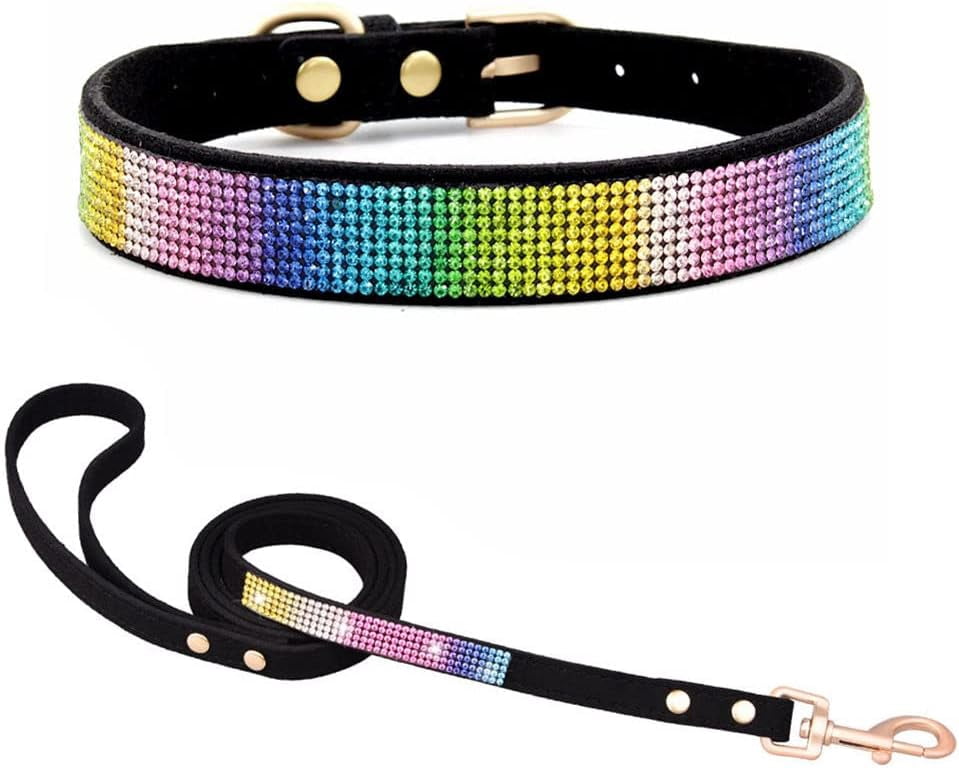 Diamond Puppy Collar and Leash Set, Pretty Rhinestone Bling Cat Collar ...