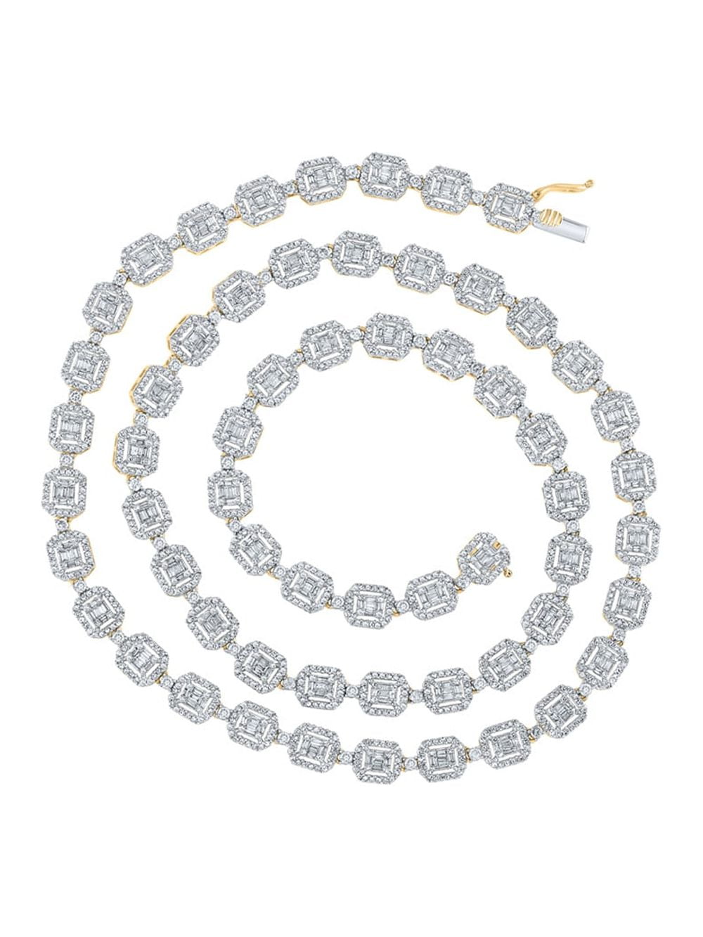 Diamond Queen 10kt White Gold Mens Baguette Diamond Square Link Chain ...