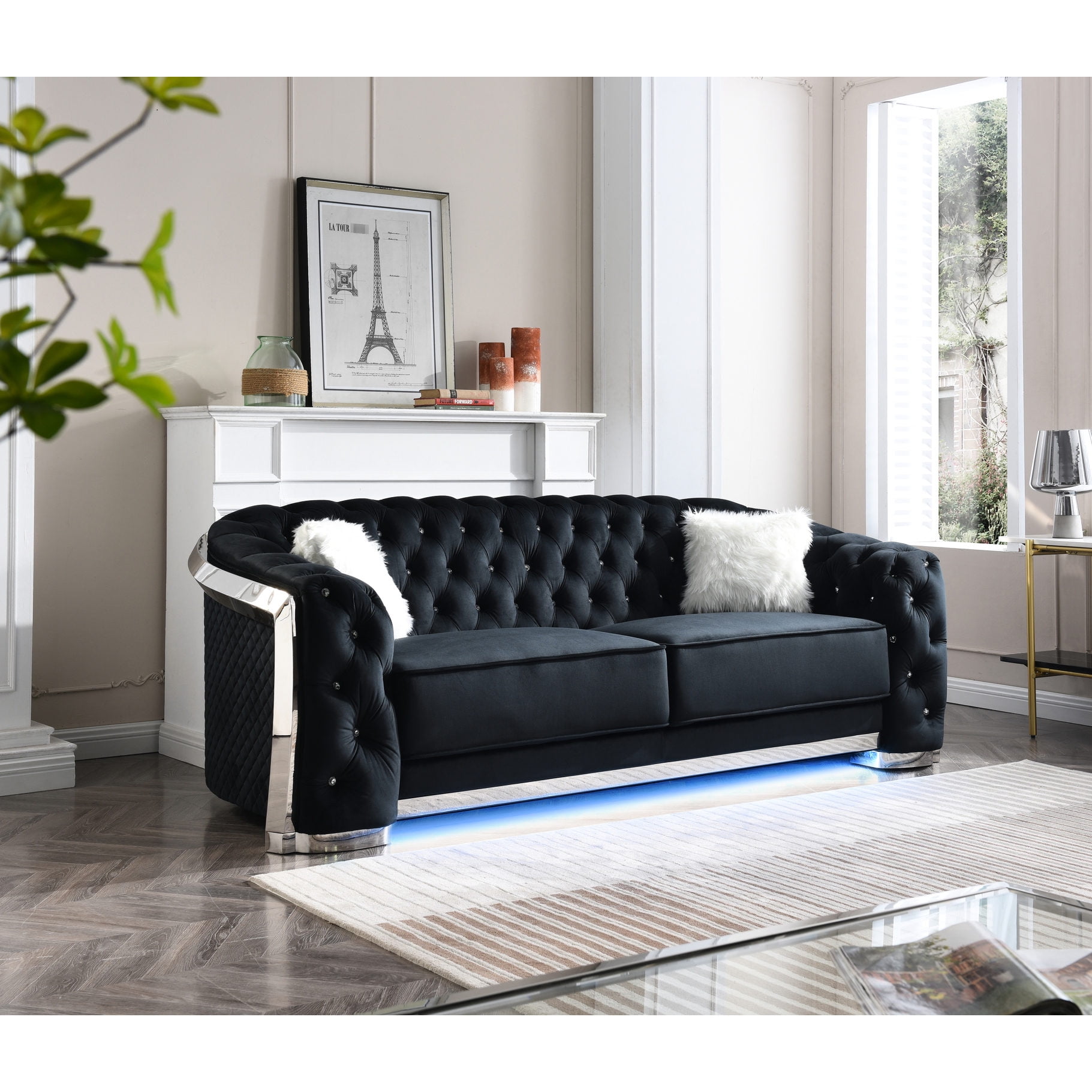 Diamond Quilted Sofa | LED - Accented Living Room | Eye - Catching and ...