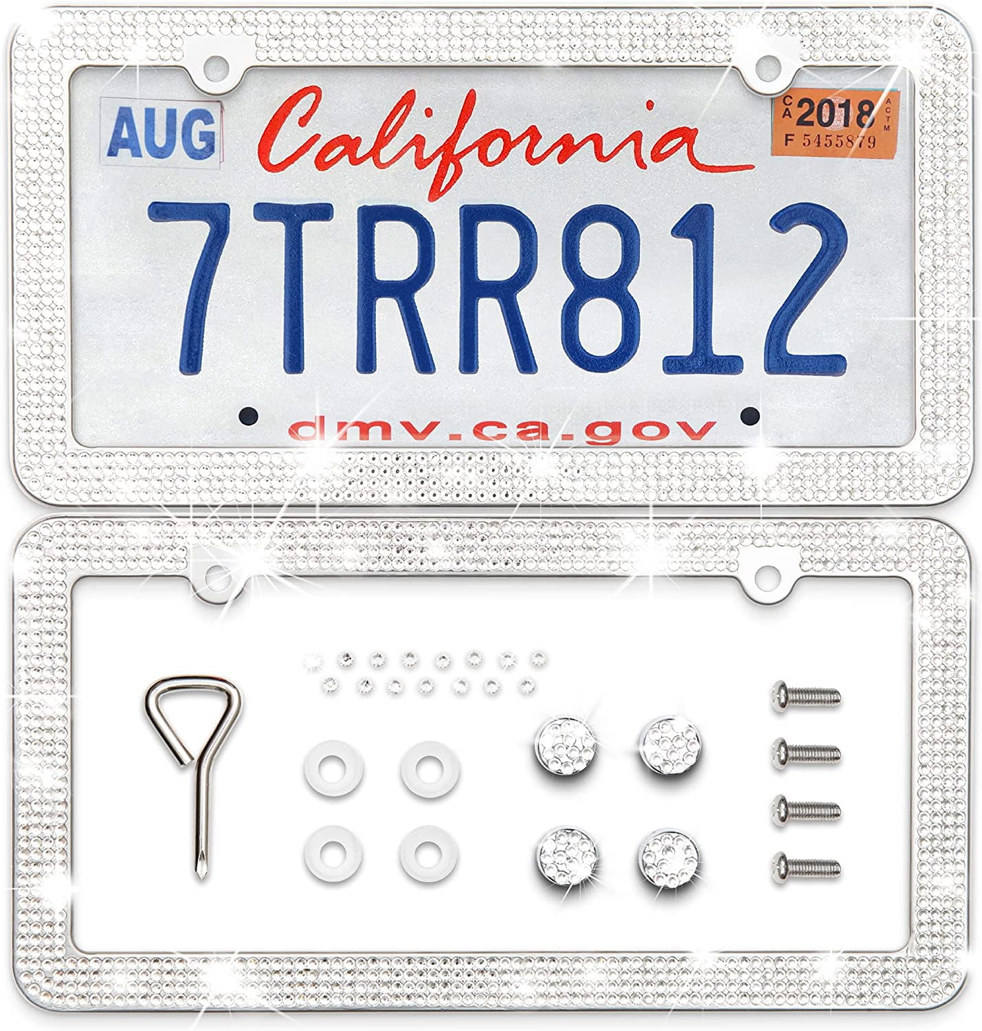 Hippo Creation Diamond Rhinestone Bling License Plate Frames with Car ...