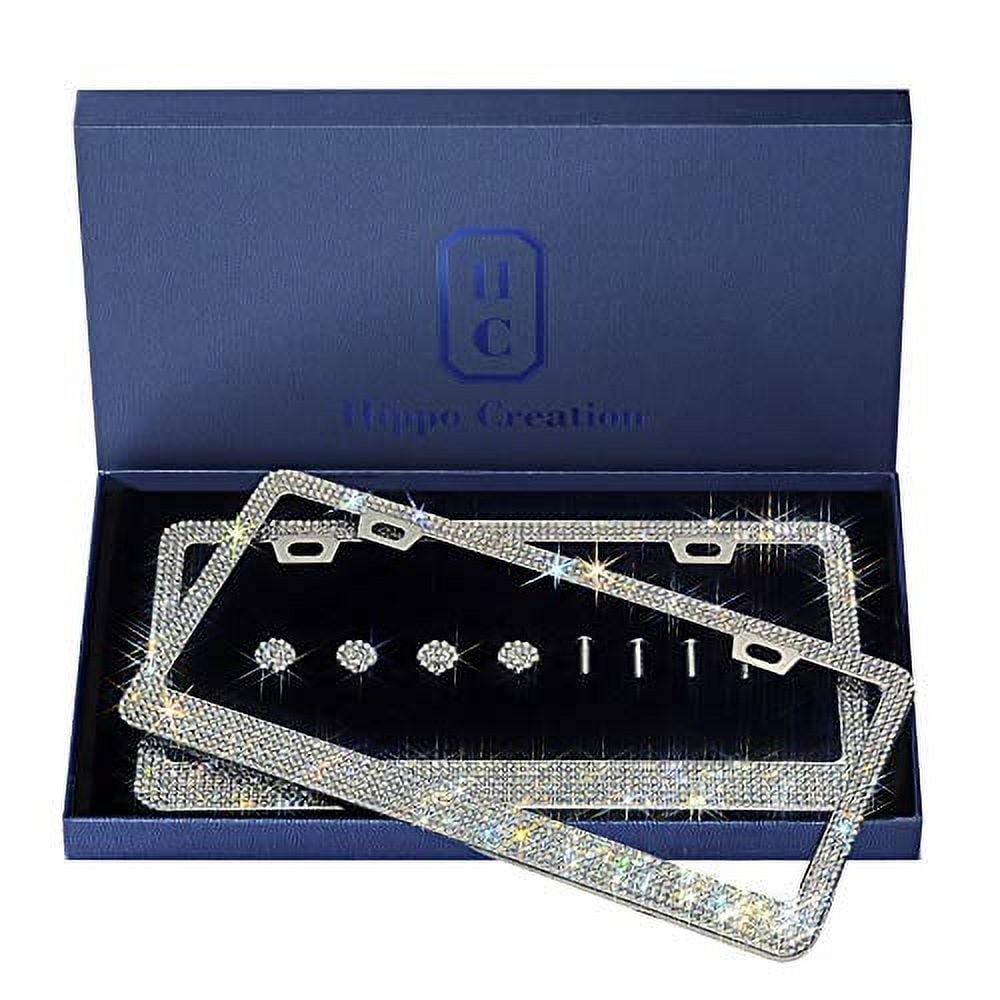 Diamond Rhinestone Bling License Plate Frames for Women, Men - 2 Pack ...